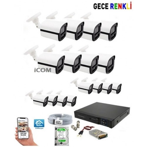 16 Kameralı Güvenlik Kamera Sistemi 2MP Ahd 250 Metre Kablolu St-16 ...